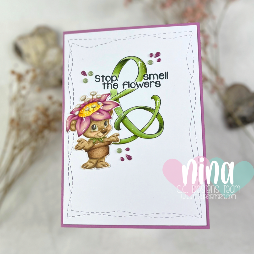 Big hello with flowers – C.C. Designs Rubber Stamps