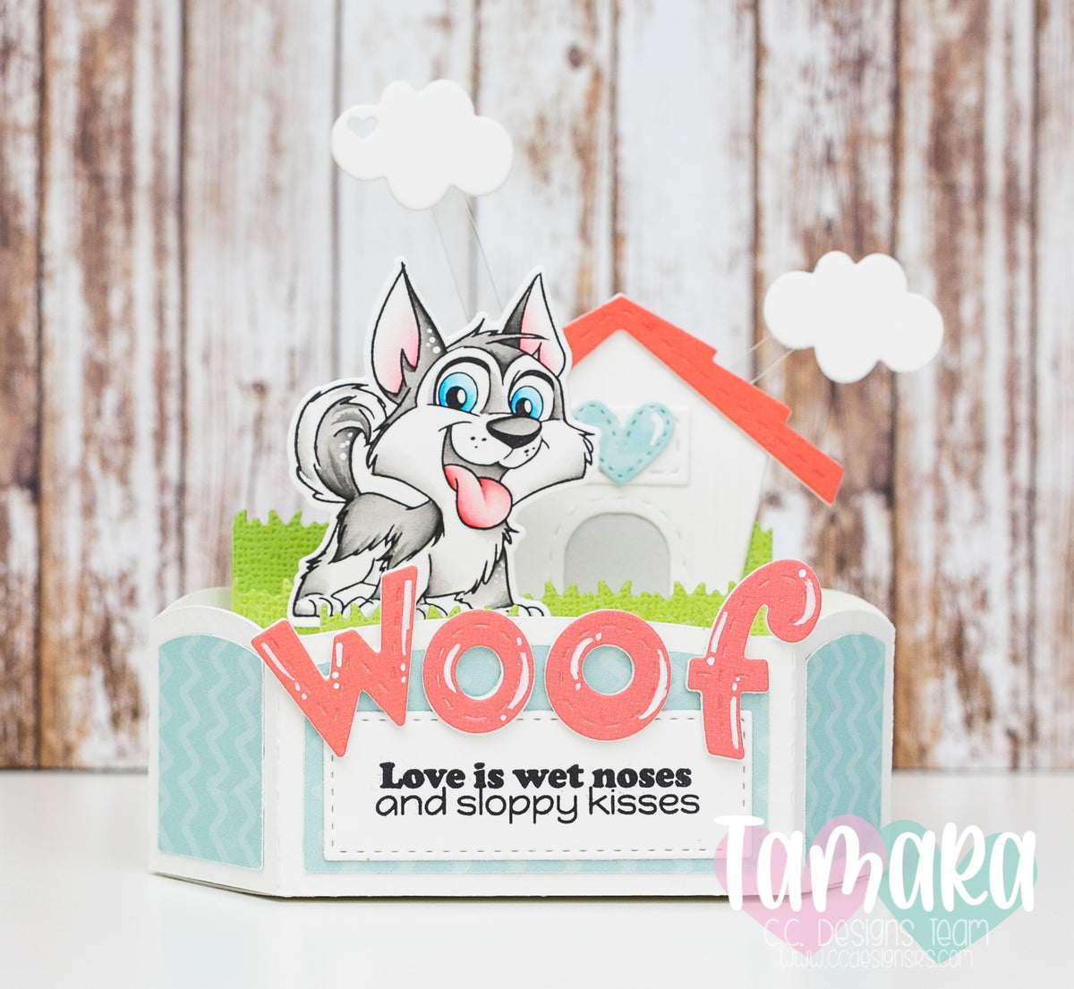 Husky pop up card – C.C. Designs Rubber Stamps
