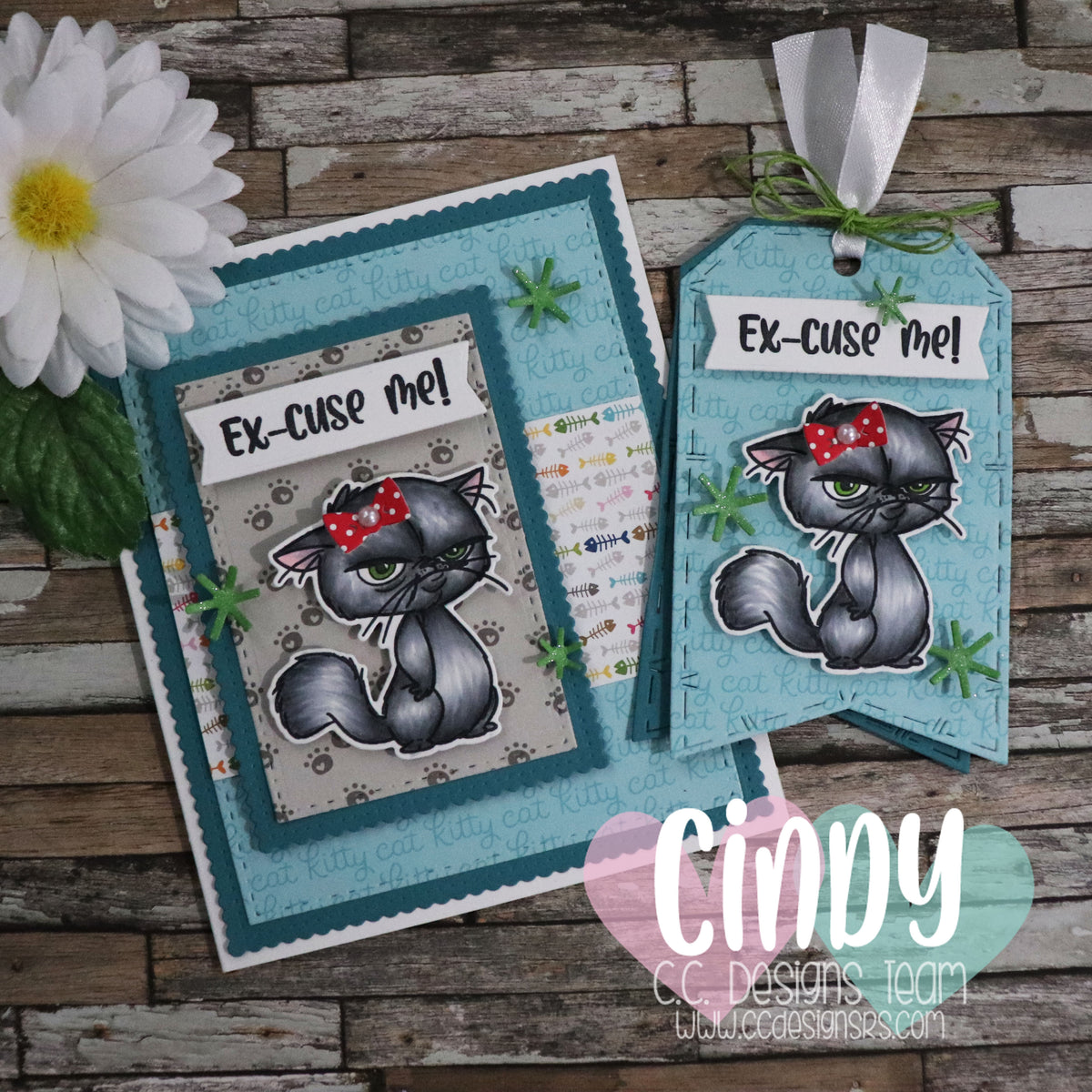 Ex-Cuse Me! card and tag – C.C. Designs Rubber Stamps