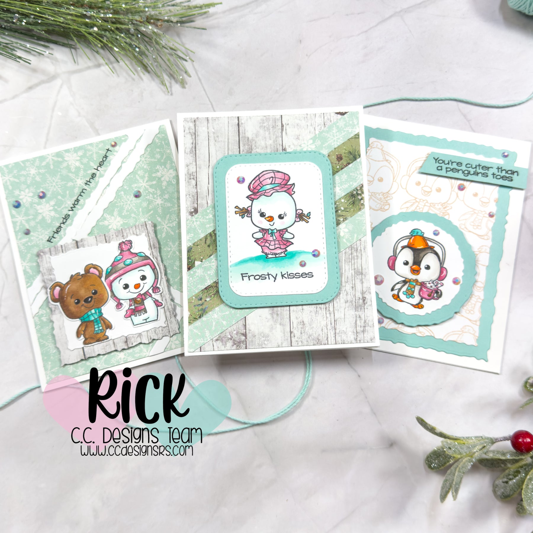 Three Cards With Tiny Winter Stamp Set | Video Tutorial – C.C. Designs ...