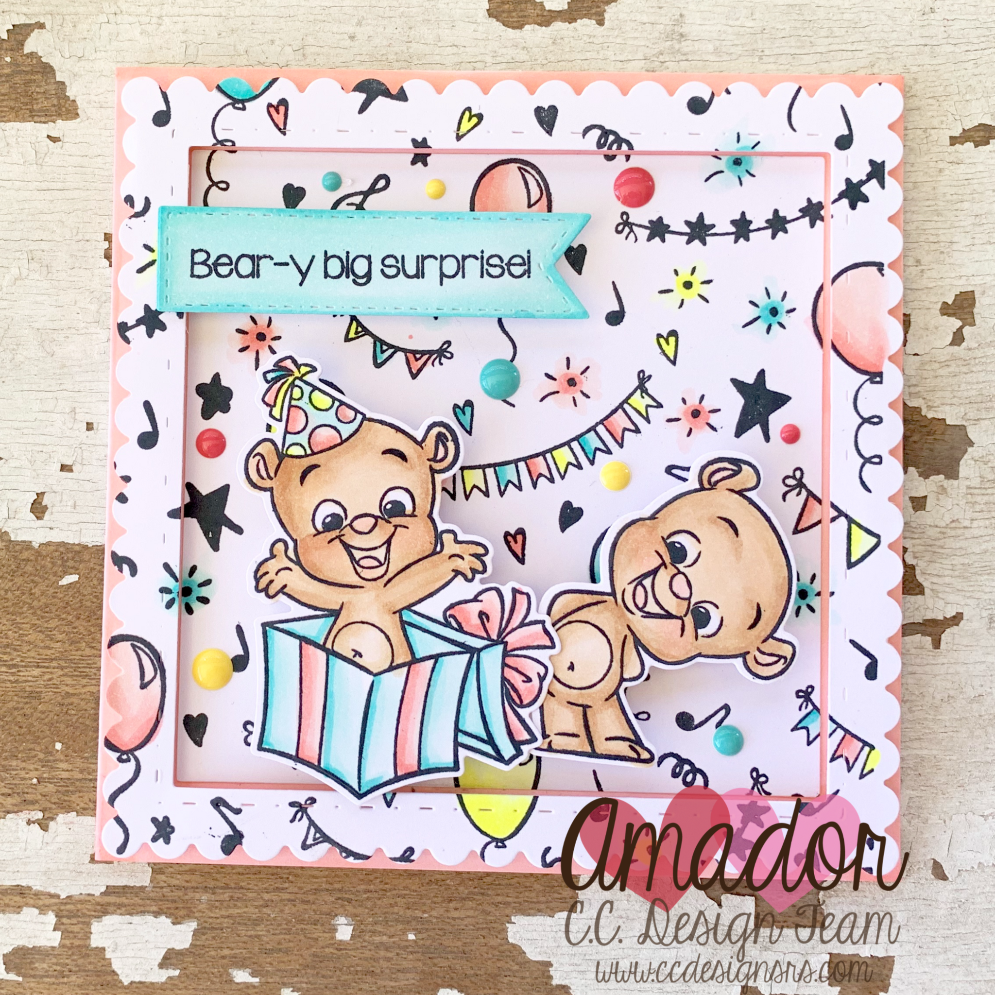 Bear Birthday Card for C.C. Designs – C.C. Designs Rubber Stamps
