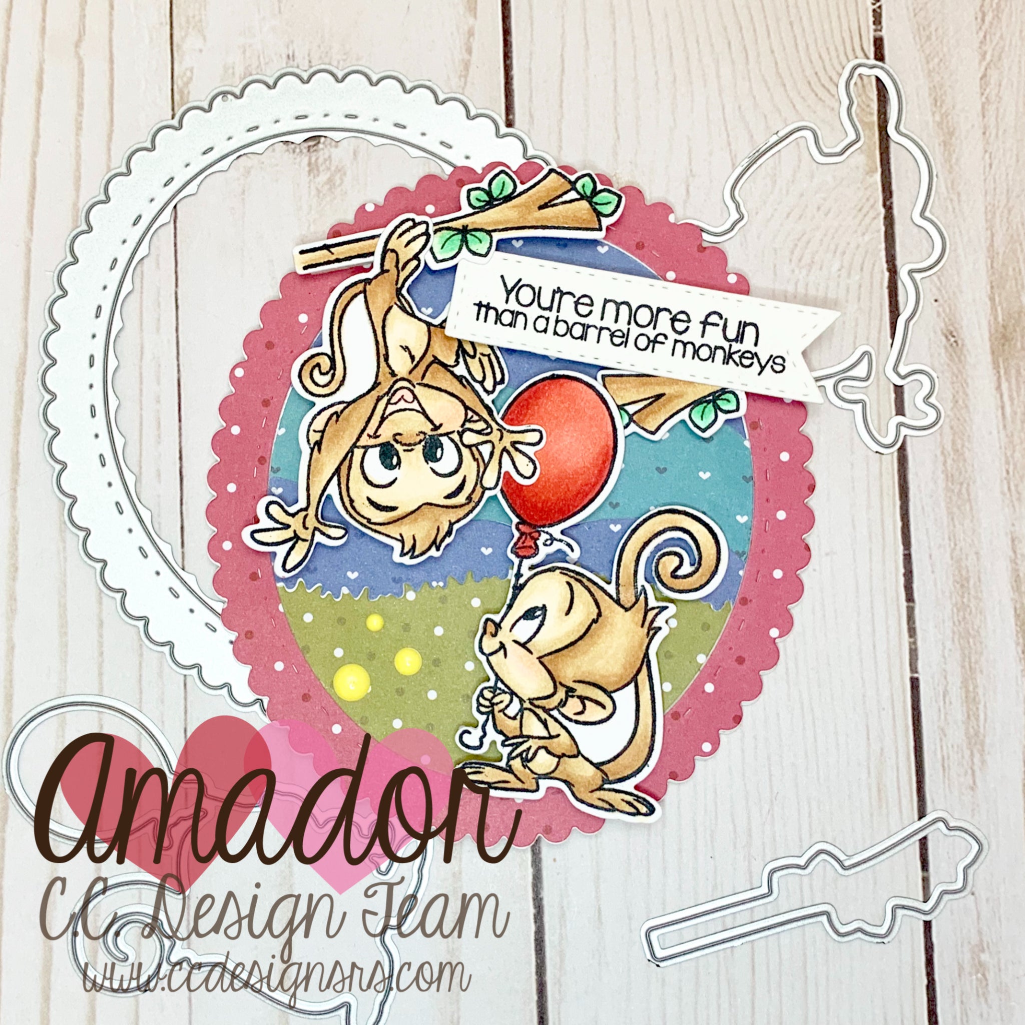 Monkey Friend Card – C.C. Designs Rubber Stamps