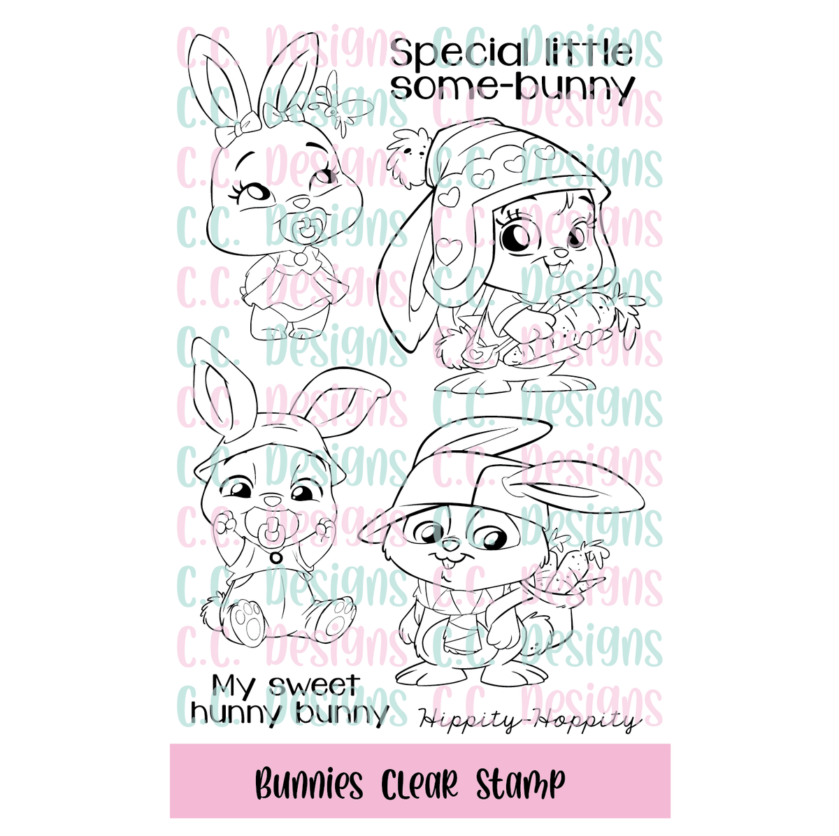 Bunnies Clear Stamp Set – C.C. Designs Rubber Stamps