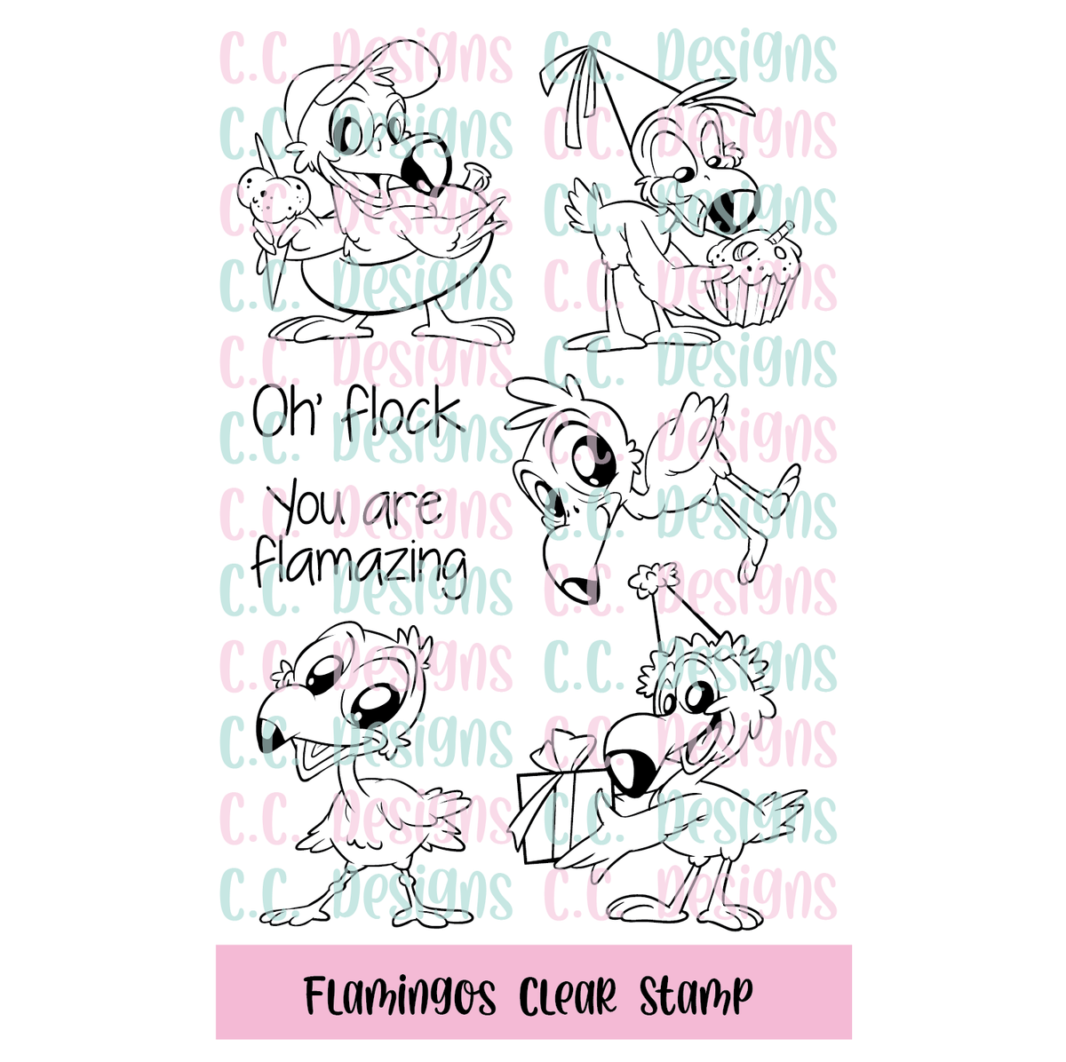 Flamingos Clear Stamp Set – C.C. Designs Rubber Stamps