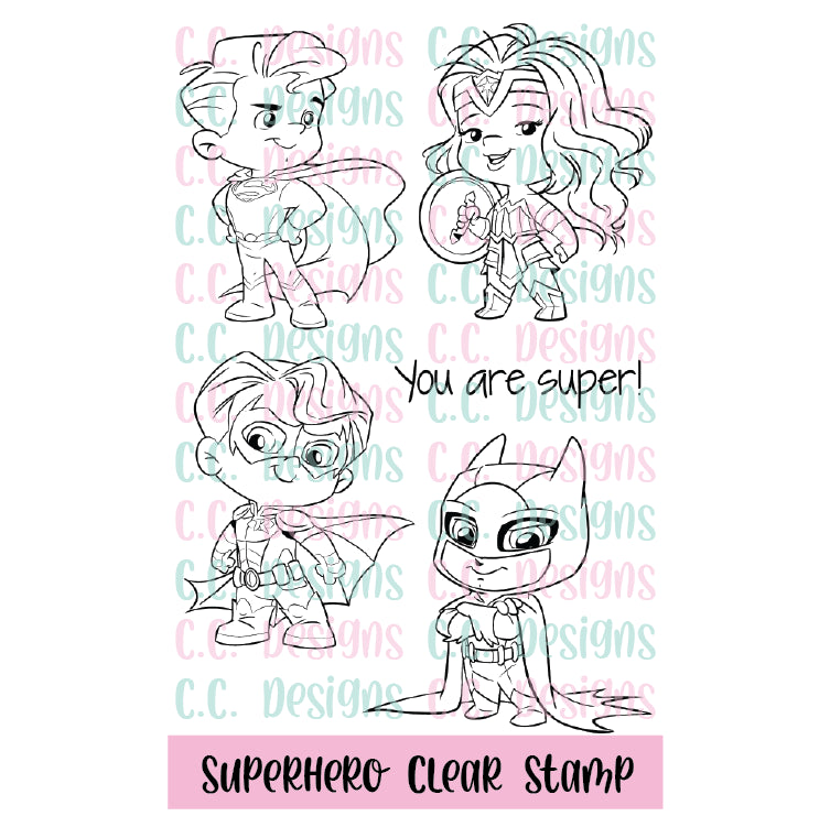 Superhero Clear Stamp Set – C.C. Designs Rubber Stamps