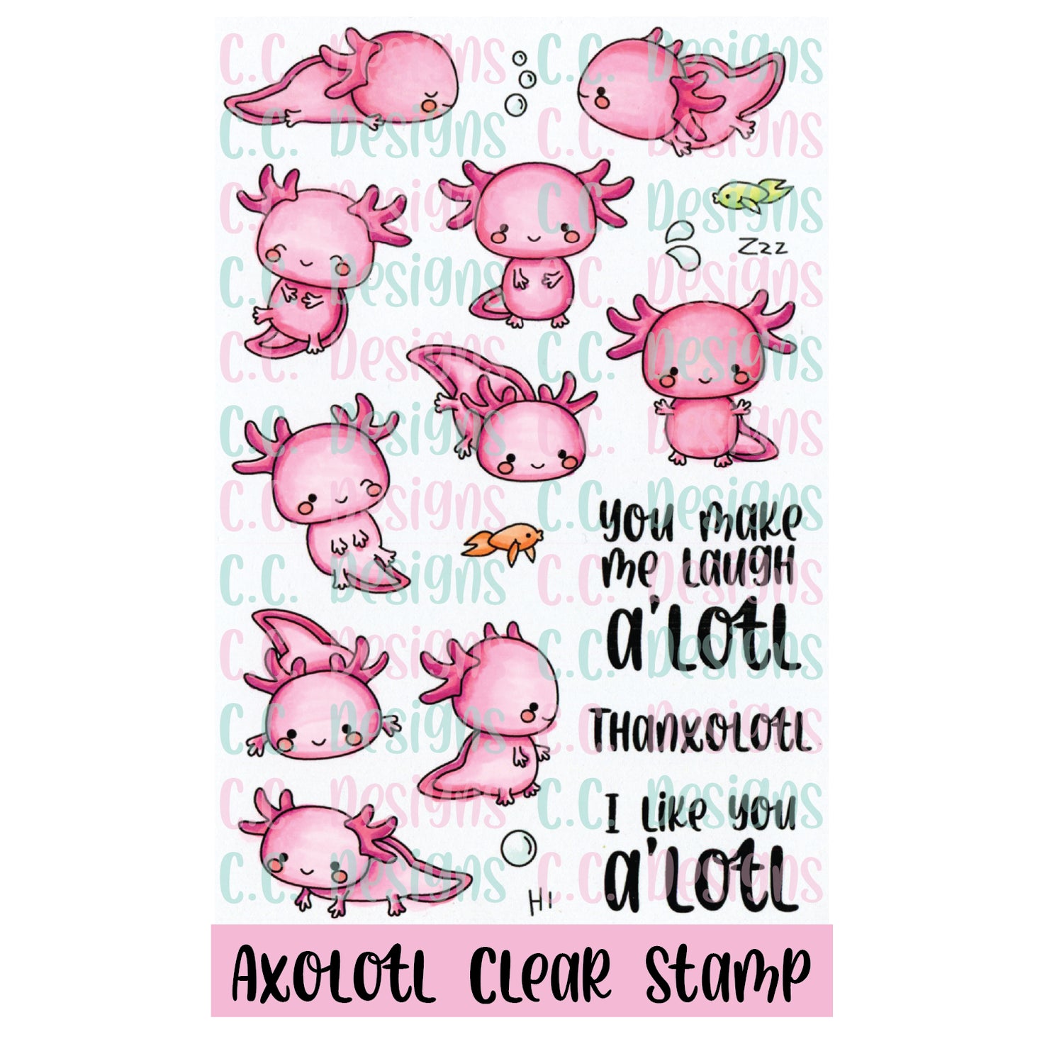 Axolotl Clear Stamp Set – C.C. Designs Rubber Stamps